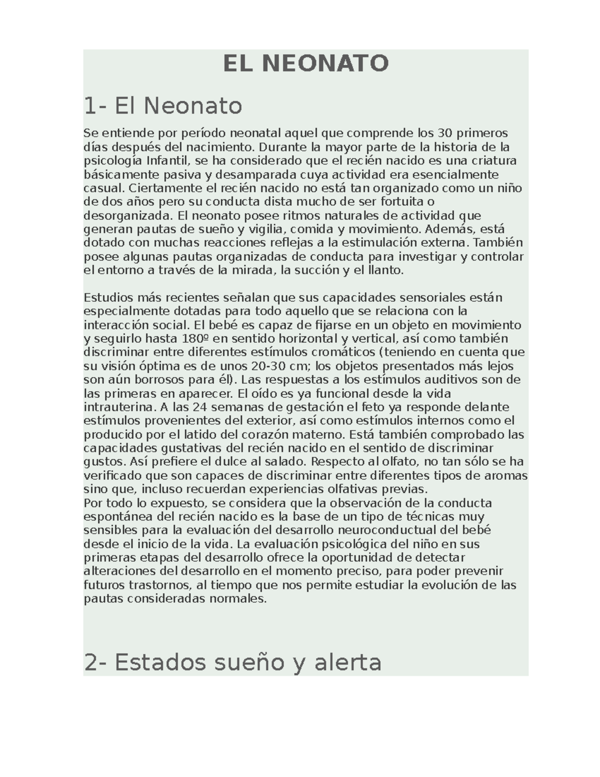 Seminario Sesion 2. LECT. EL Neonato - EL NEONATO 1- El Neonato Se ...