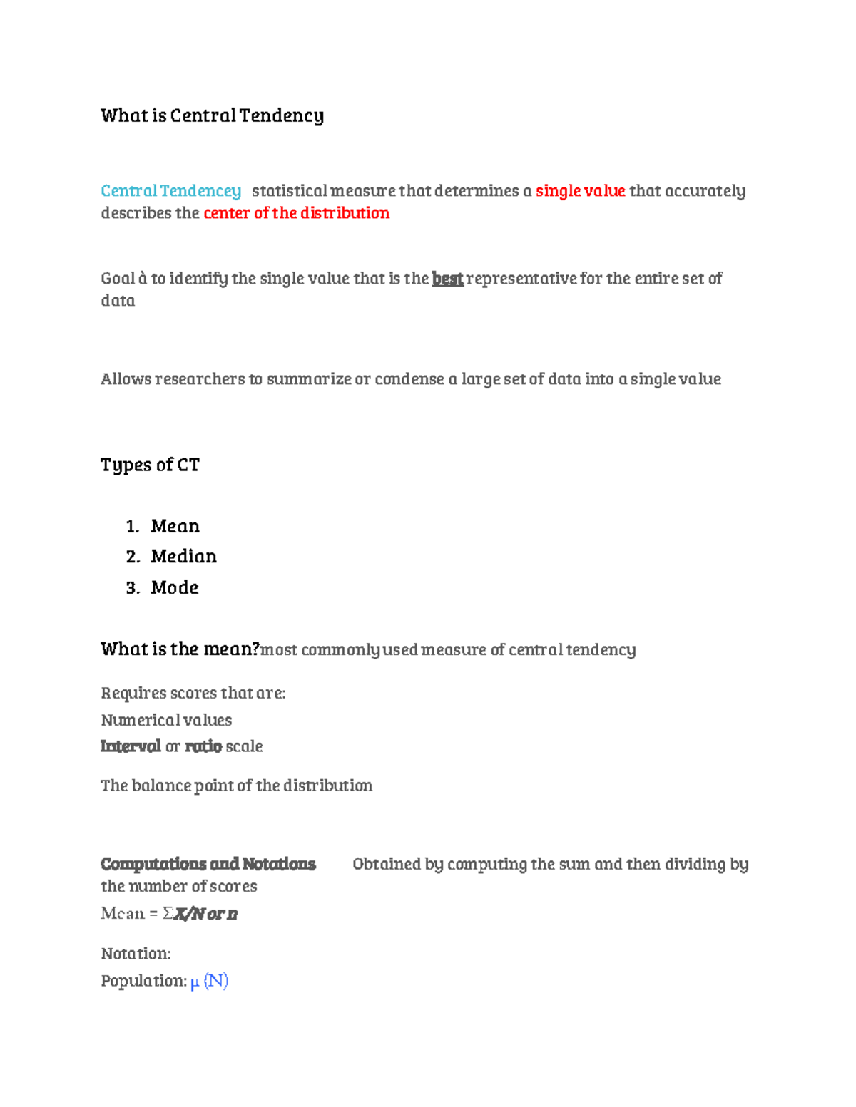 PSYCH 107 3- Chapter 3 - Concepts of central tendency, when to use them ...