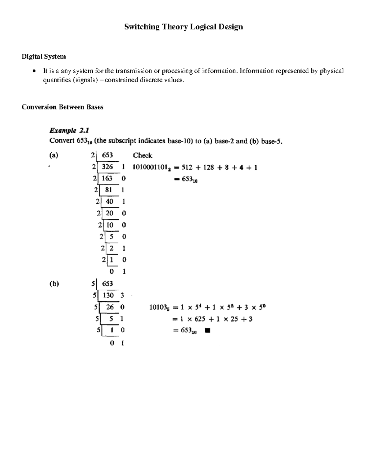 Switching Theory Logical Design( Notes) - Switching Theory Logical ...