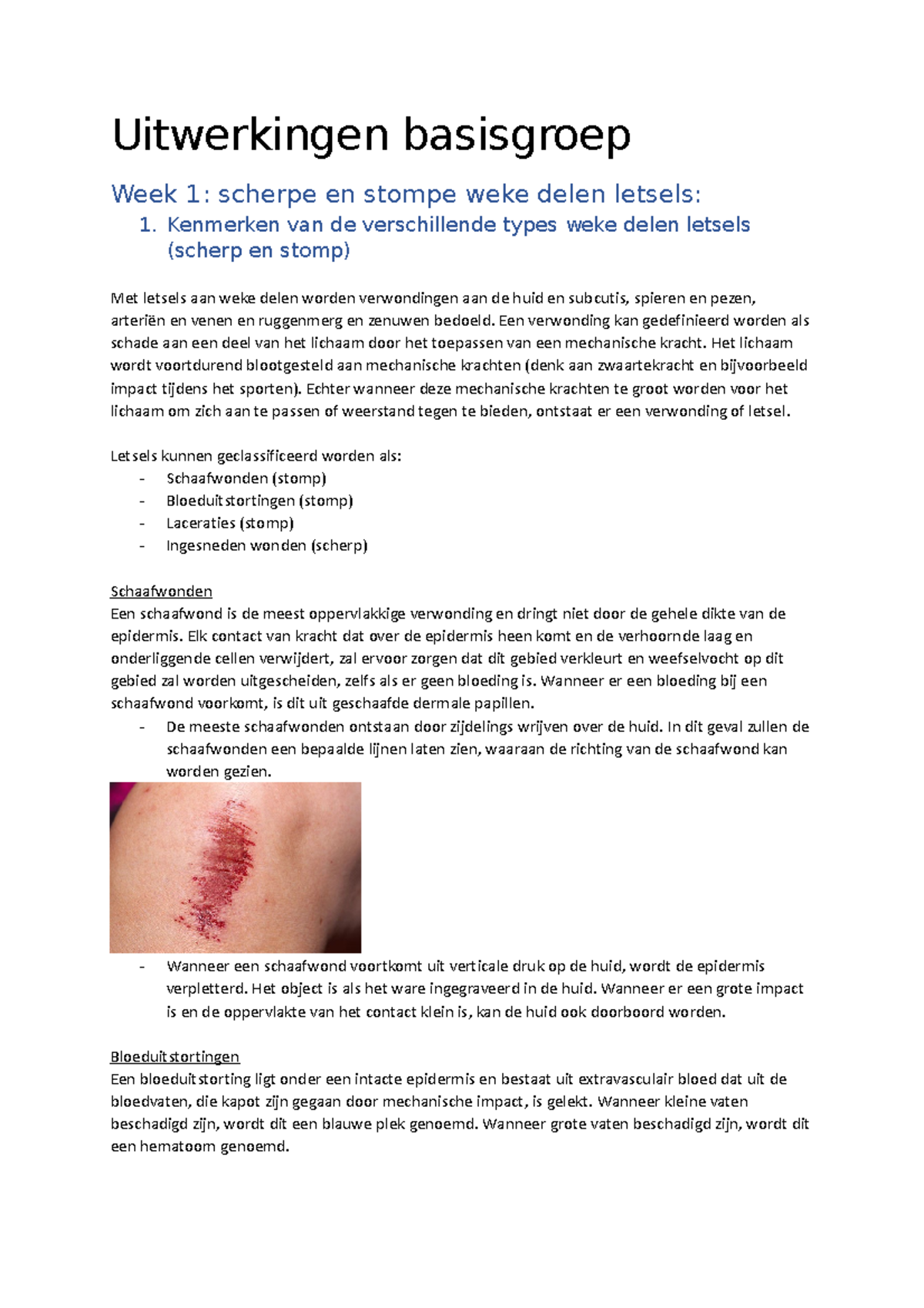 BG 1, scherpe en stome weke delen letsels - Uitwerkingen basisgroep ...