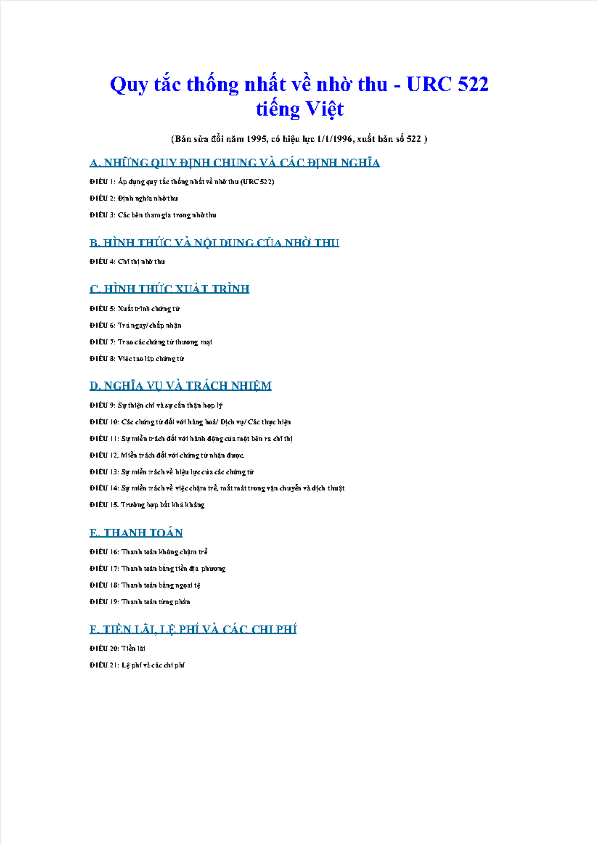 Pdfslide - Tài liệu Toeic - Quy tắc thống nhất về nhờ thu - URC 522 tiếng Việt (Bản sửa đổi năm ...