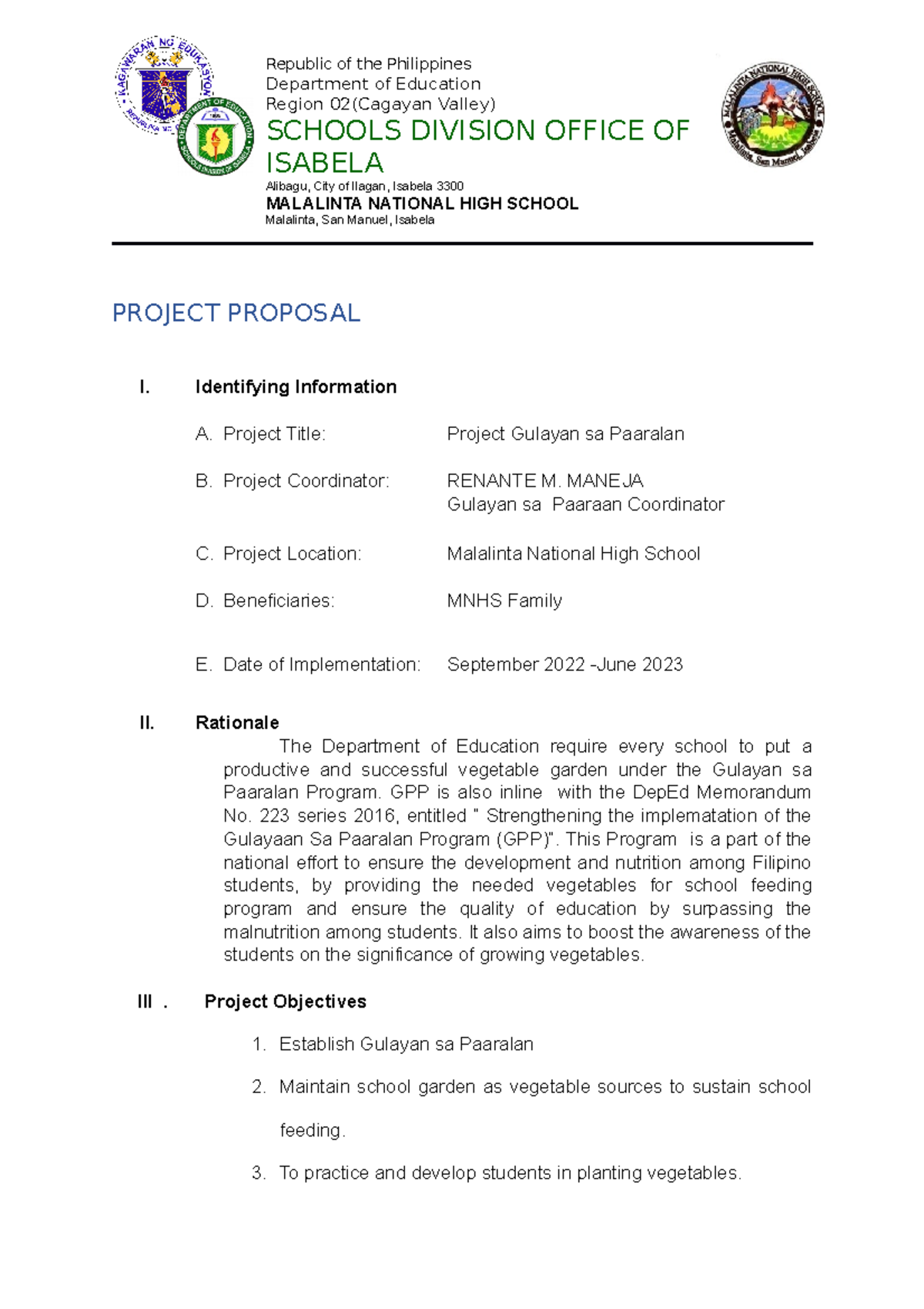 Project- Gulayan - it will enhance capability of the learners in ...