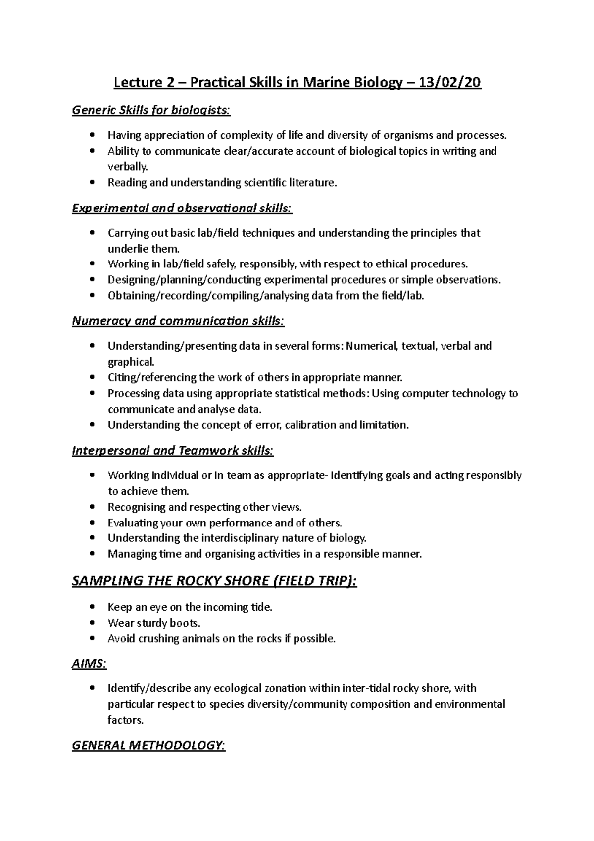 Lecture 2 - Practical skills in marine- 13-02-20 - Lecture 2 – Practical Skills in Marine ...