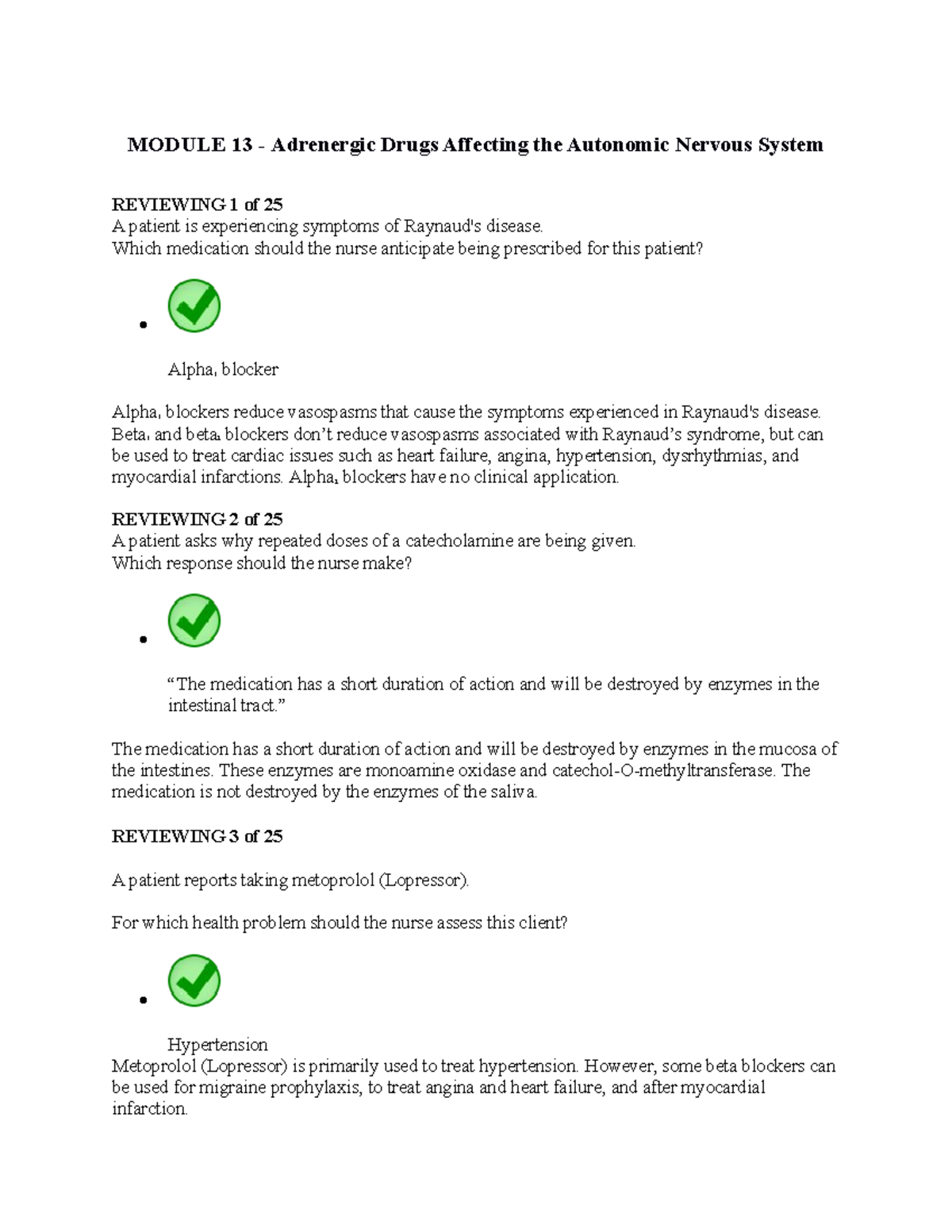 Module 13 - Adrenergic Drugs Affecting the Autonomic Nervous System ...