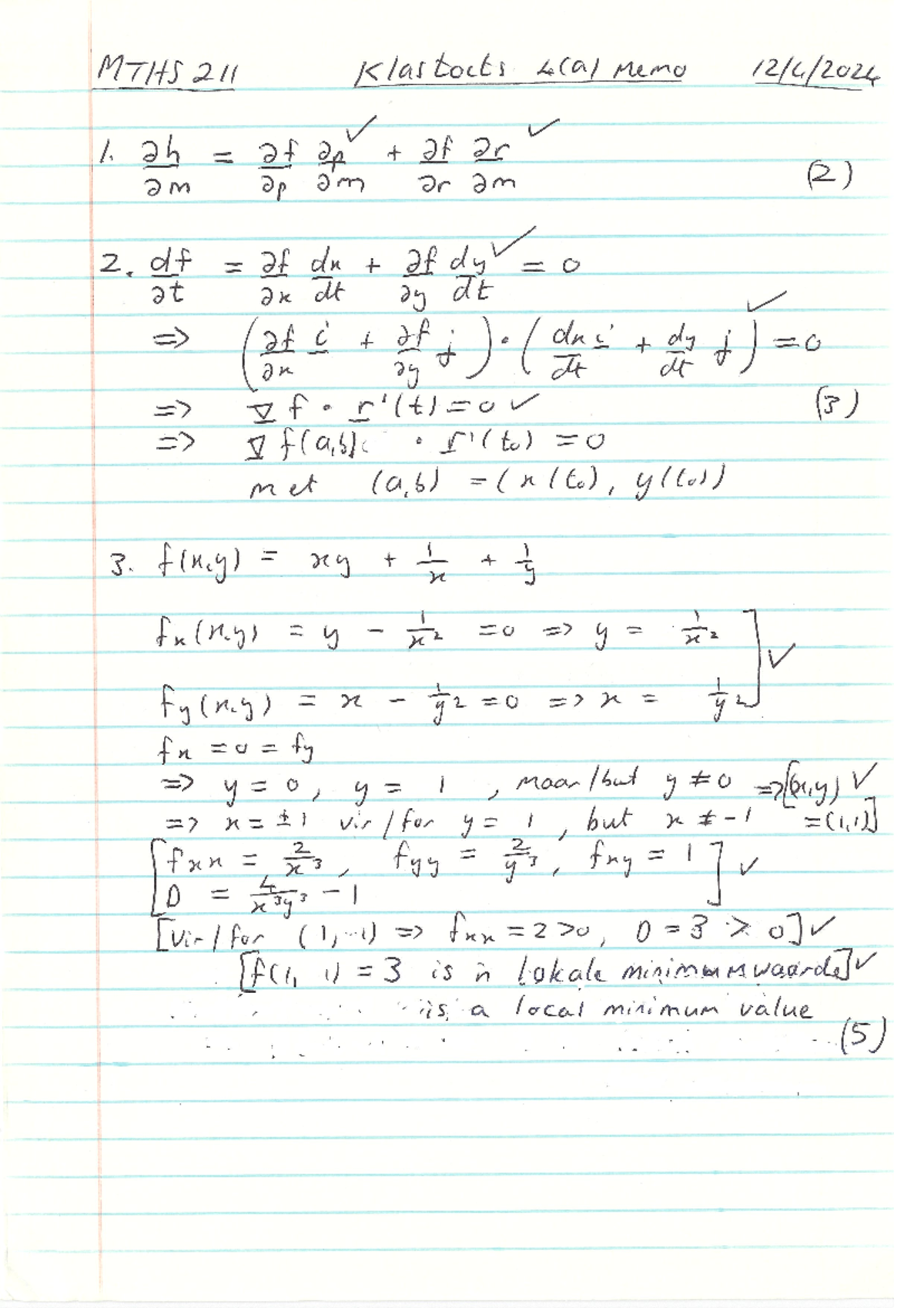MTHS211 class test 4 memo 2024 - MTHS211 - Studocu
