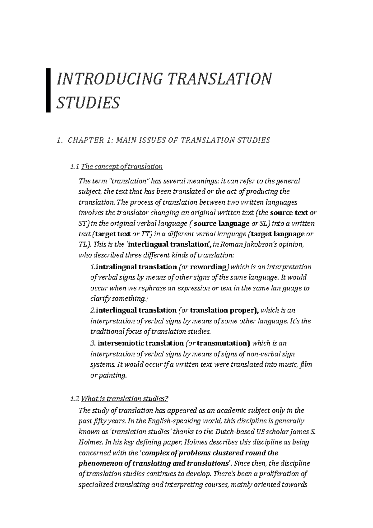 Introducing Translation studies - INTRODUCING TRANSLATION STUDIES 1 ...