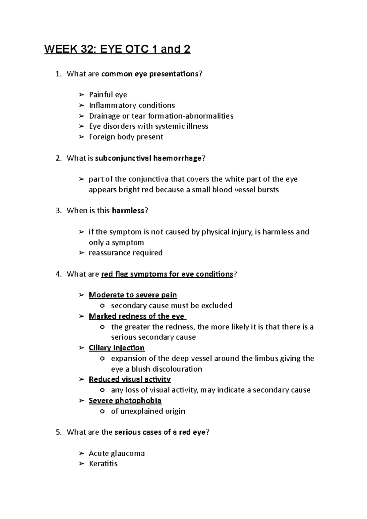 Eye otc - Lecture notes eyes - WEEK 32: EYE OTC 1 and 2 What are common ...