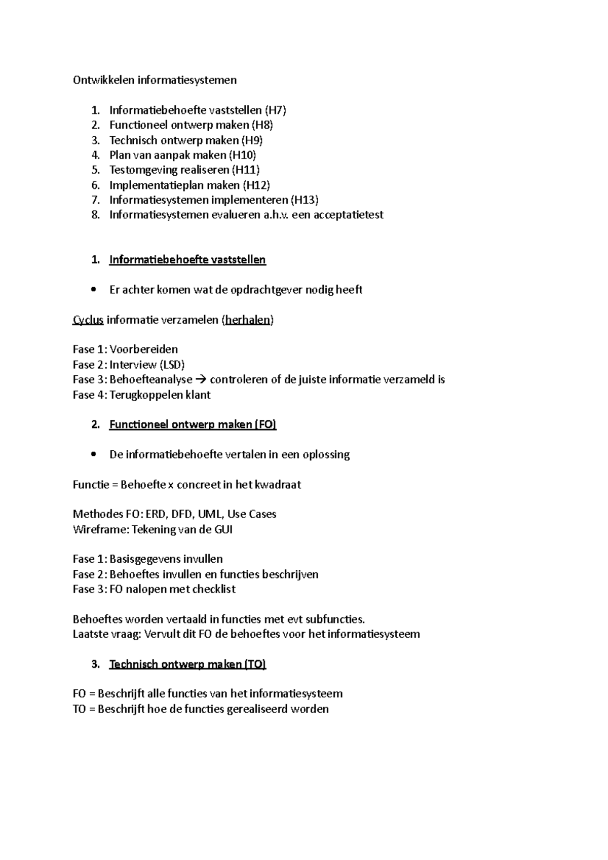 Informatiesystemen - Samenvatting van het maken van een informatieplan ...