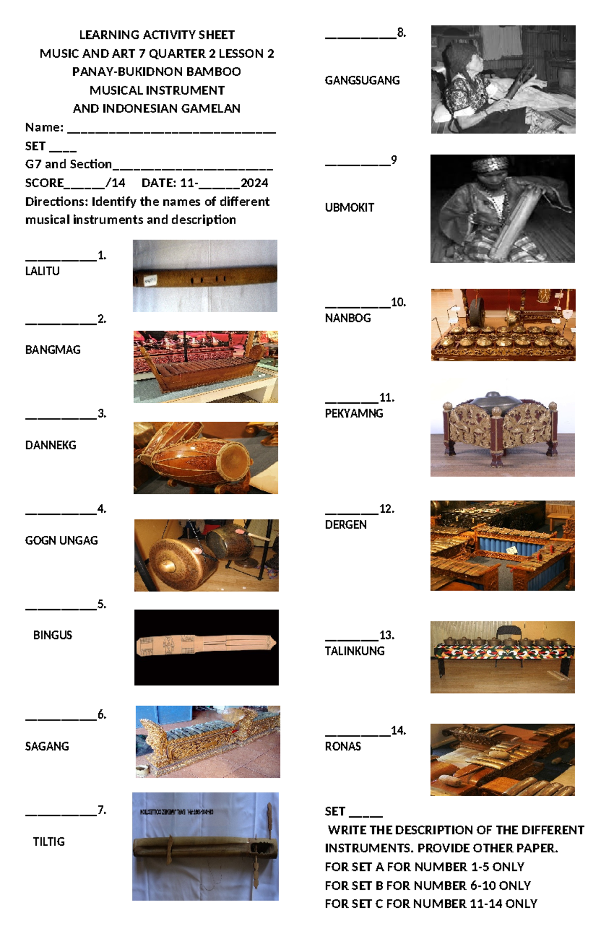 Learning Activity Sheet - LEARNING ACTIVITY SHEET MUSIC AND ART 7 ...