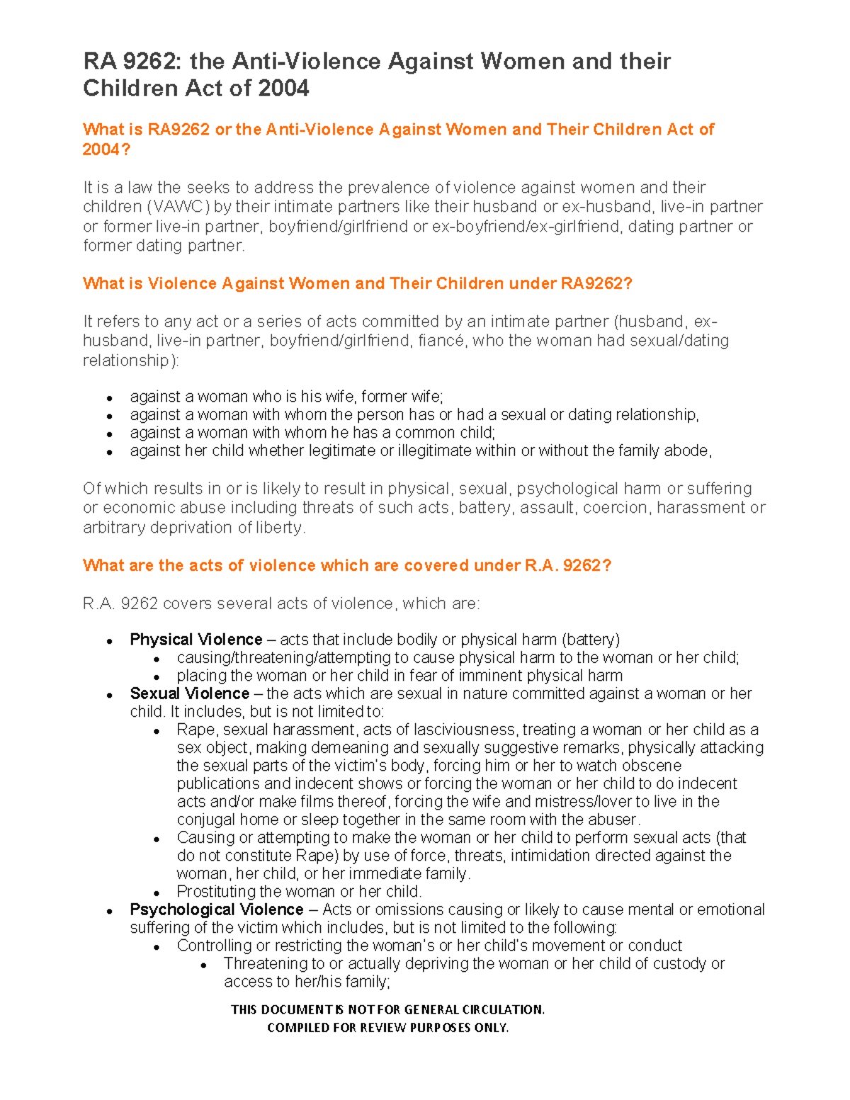 SPL - Case digest - THIS DOCUMENT IS NOT FOR GENERAL CIRCULATION. RA ...