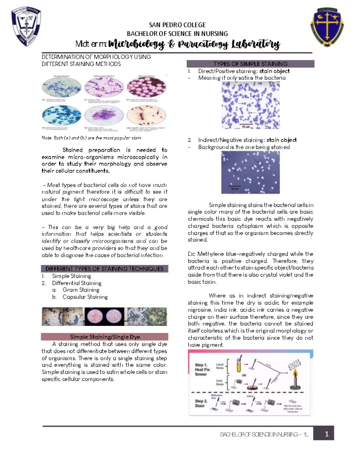 MC3 LAB Midterm Transes - BACHELOR OF SCIENCE IN NURSING Midt er m: Microbiology & Parasitology ...