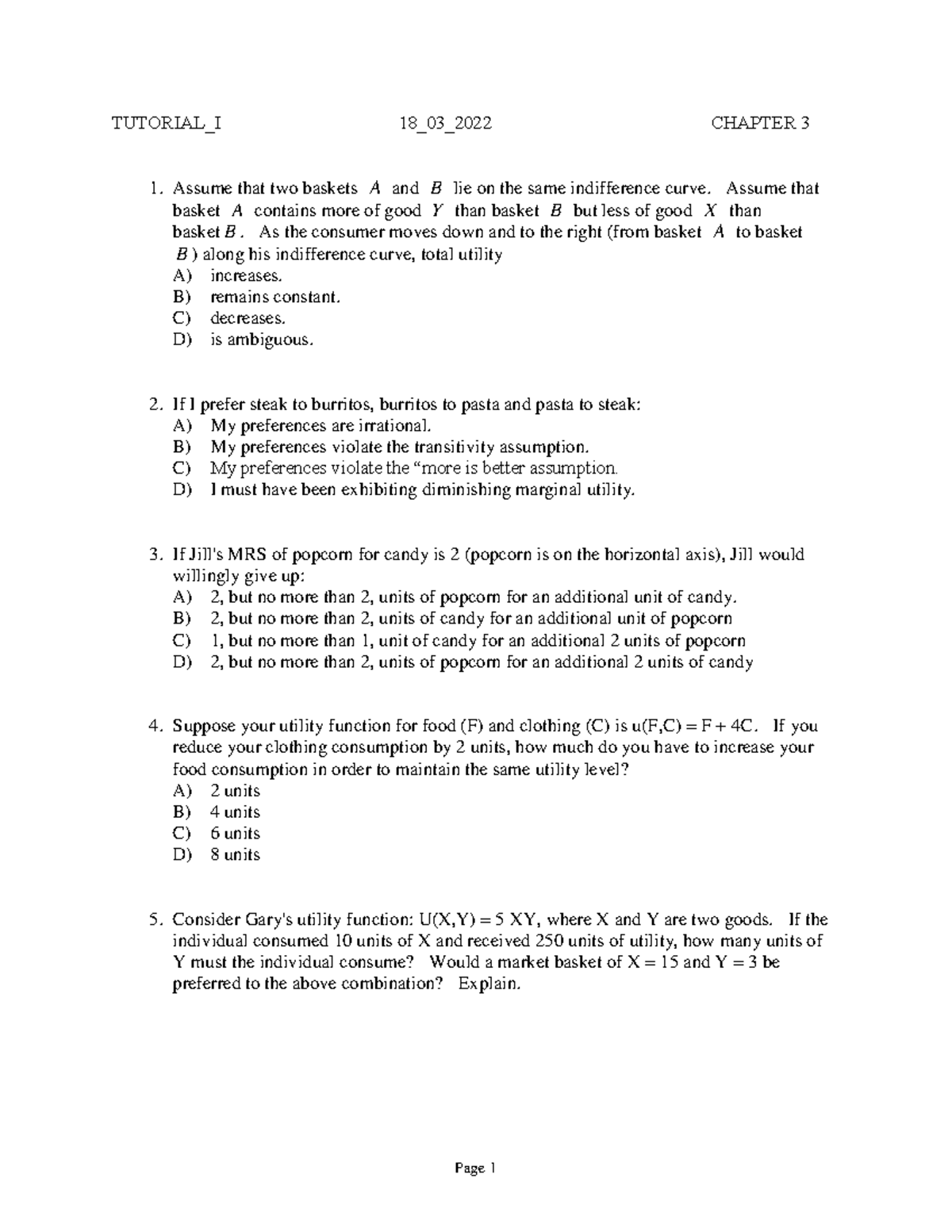 Tutorial Ch3 I NS - Page 1 TUTORIAL_I 18_03_2022 CHAPTER 3 1. Assume that two baskets A and B ...