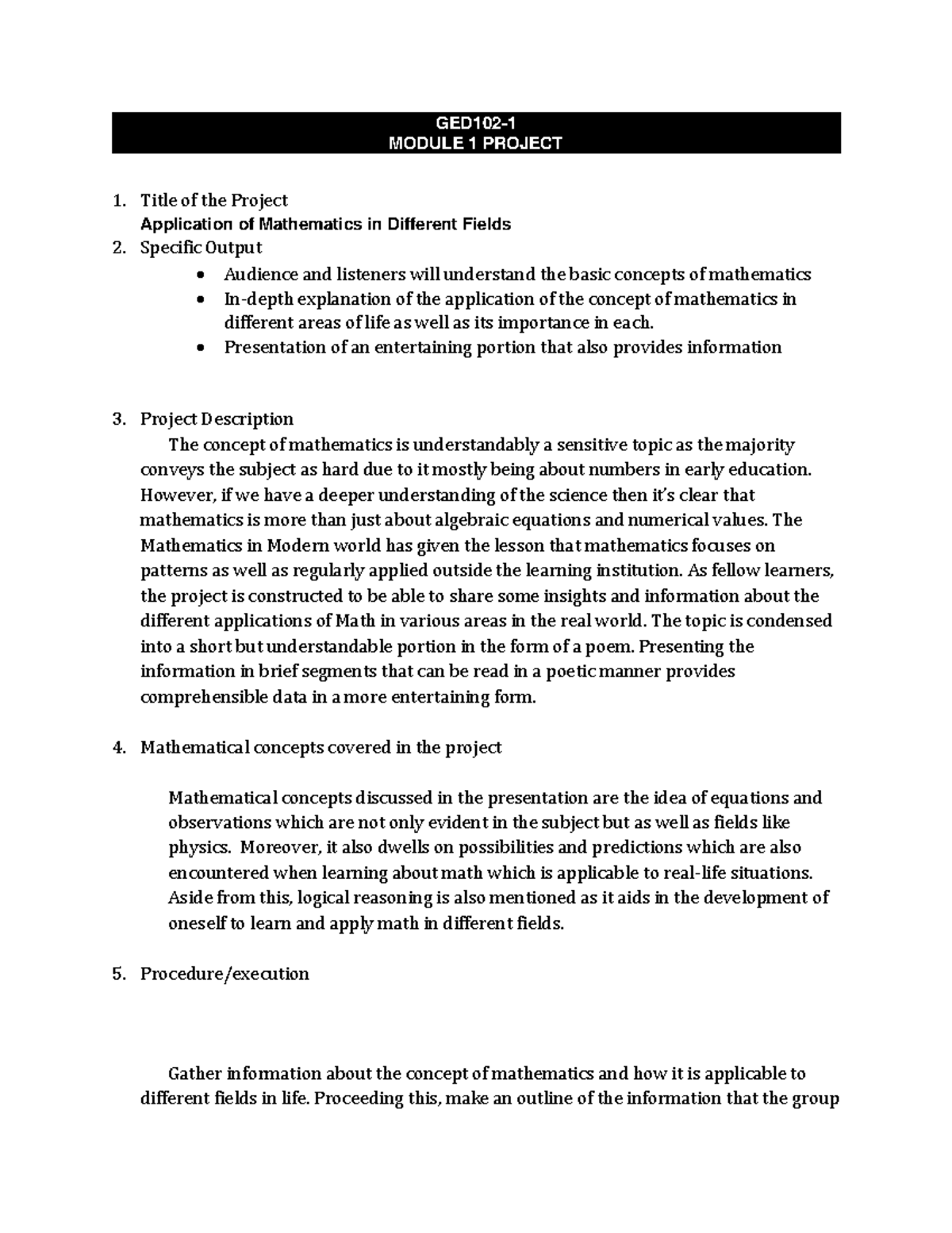 Project Description-GED102 grp2 - GED102- MODULE 1 PROJECT Title of the ...