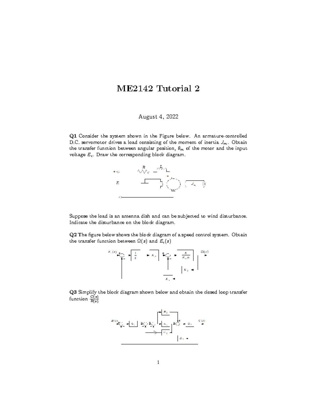 ME2142 Tutorial 2 - part 1 - ME2142 Tutorial 2 August 4, 2022 Q1 ...