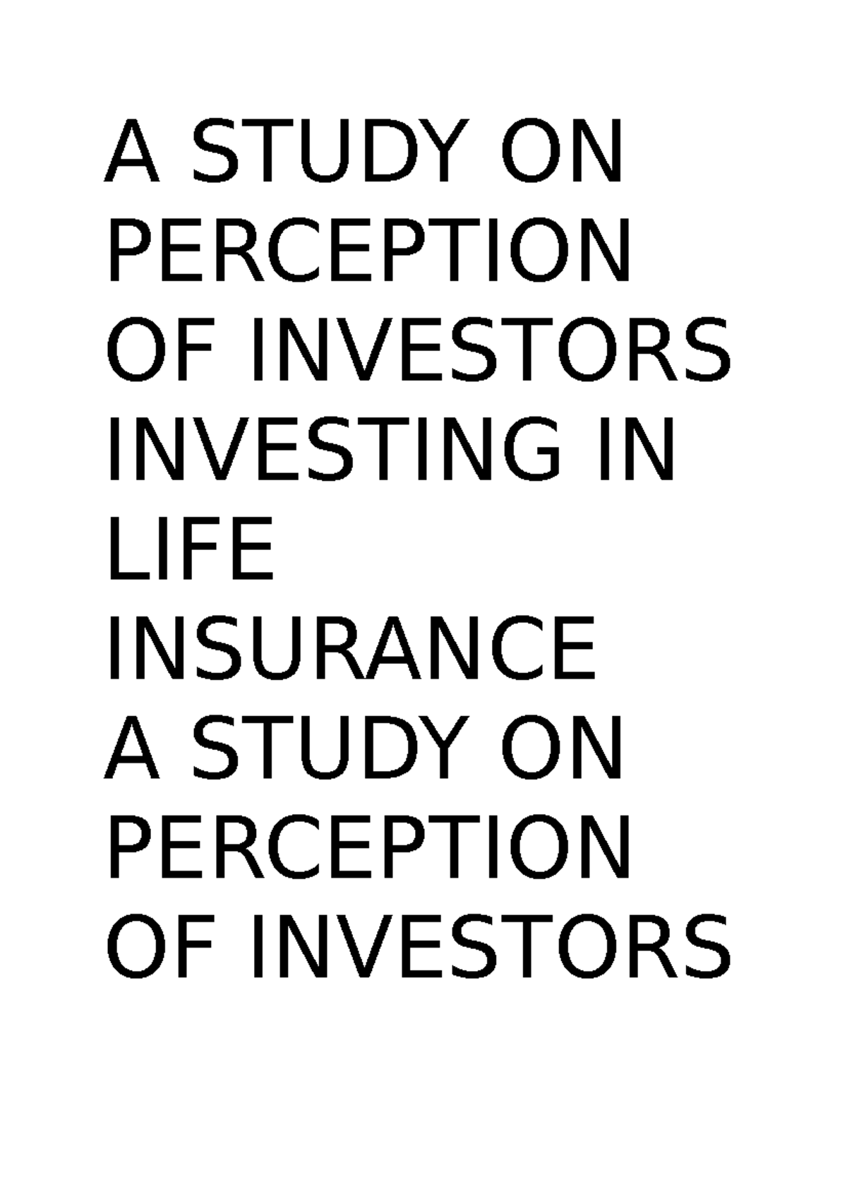 A Study ON Perception OF Investors - A STUDY ON PERCEPTION OF INVESTORS ...