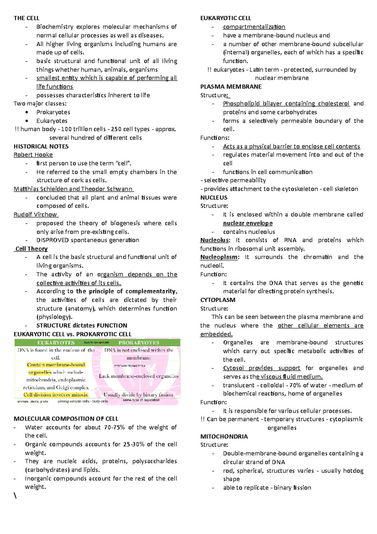 THE CELL - Notes - All about cell. - THE CELL Biochemistry explores ...