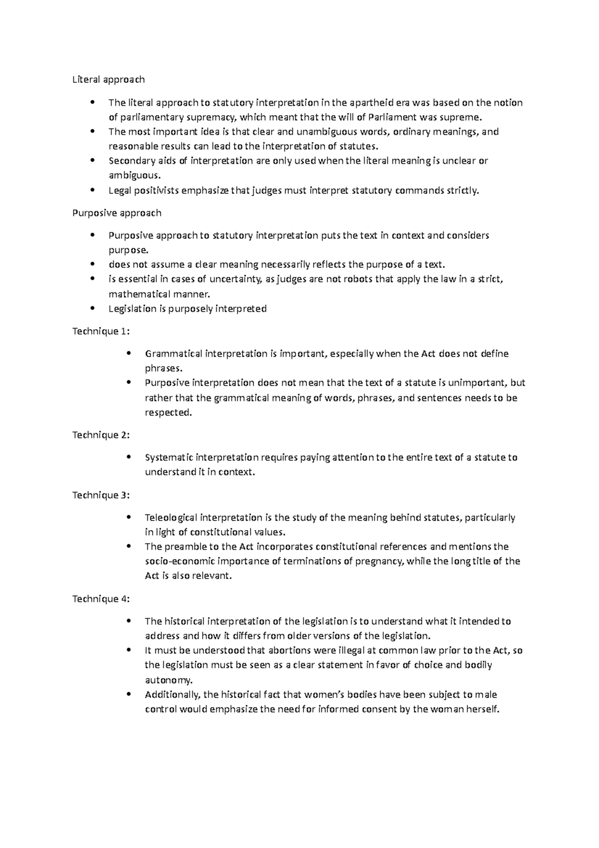 The approaches and techniques [jur] - Literal approach The literal ...
