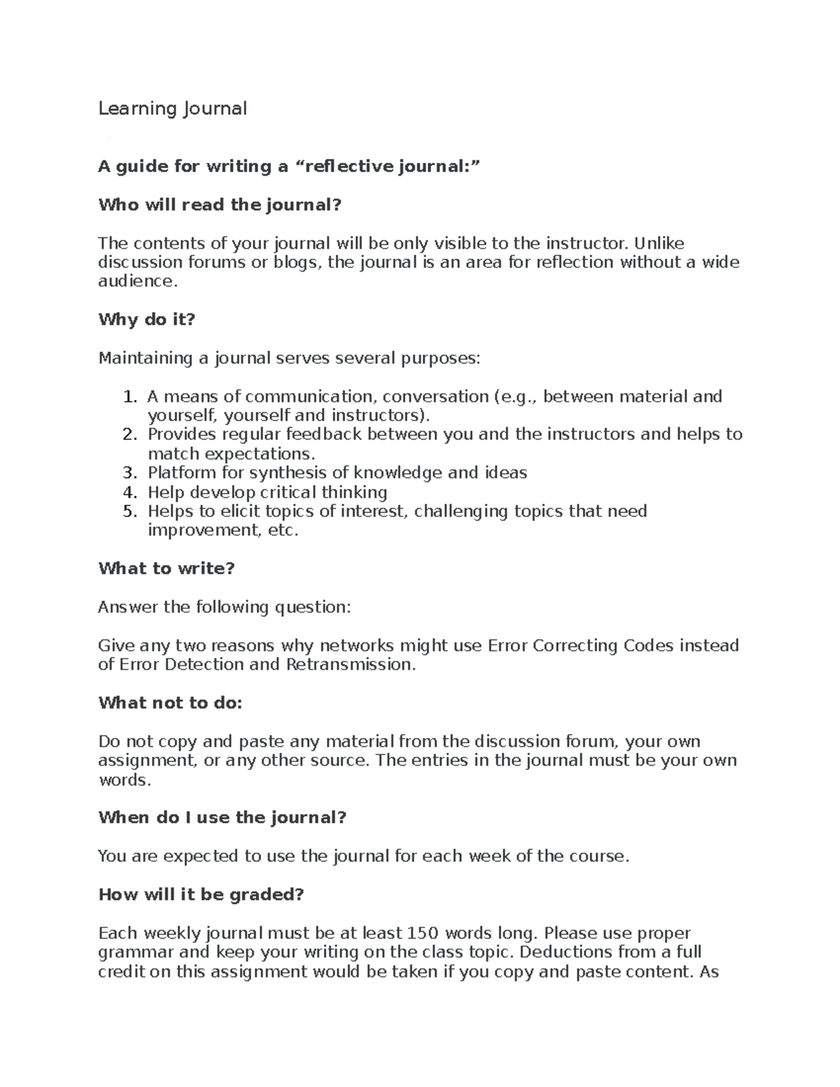 Learning Journal Unit 3 - Learning Journal A guide for writing a ...