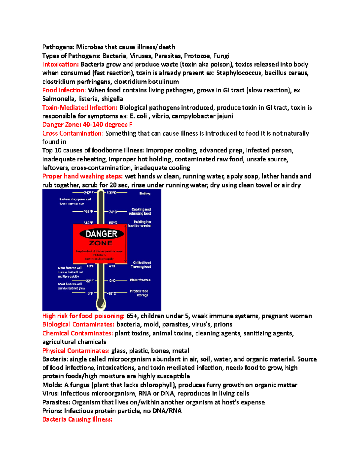 Final Exam Notes - Pathogens: Microbes that cause illness/death Types ...