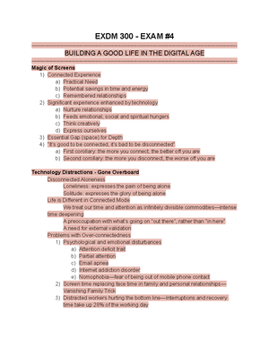 EXDM 300 Exam #6 Review - Good Life - EXDM 300 CREATING A GOOD LIFE ...