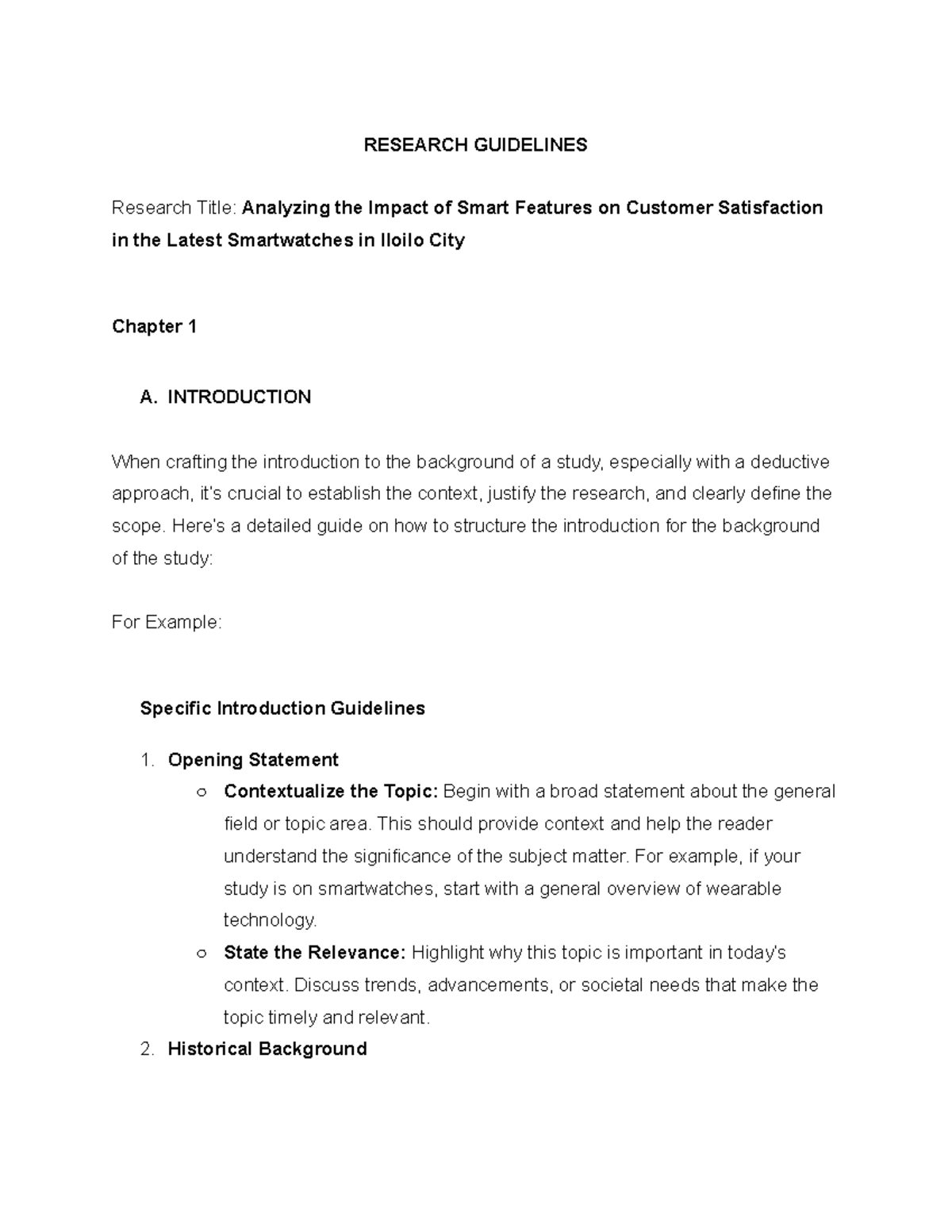 Research- Guidelines - RESEARCH GUIDELINES Research Title: Analyzing ...