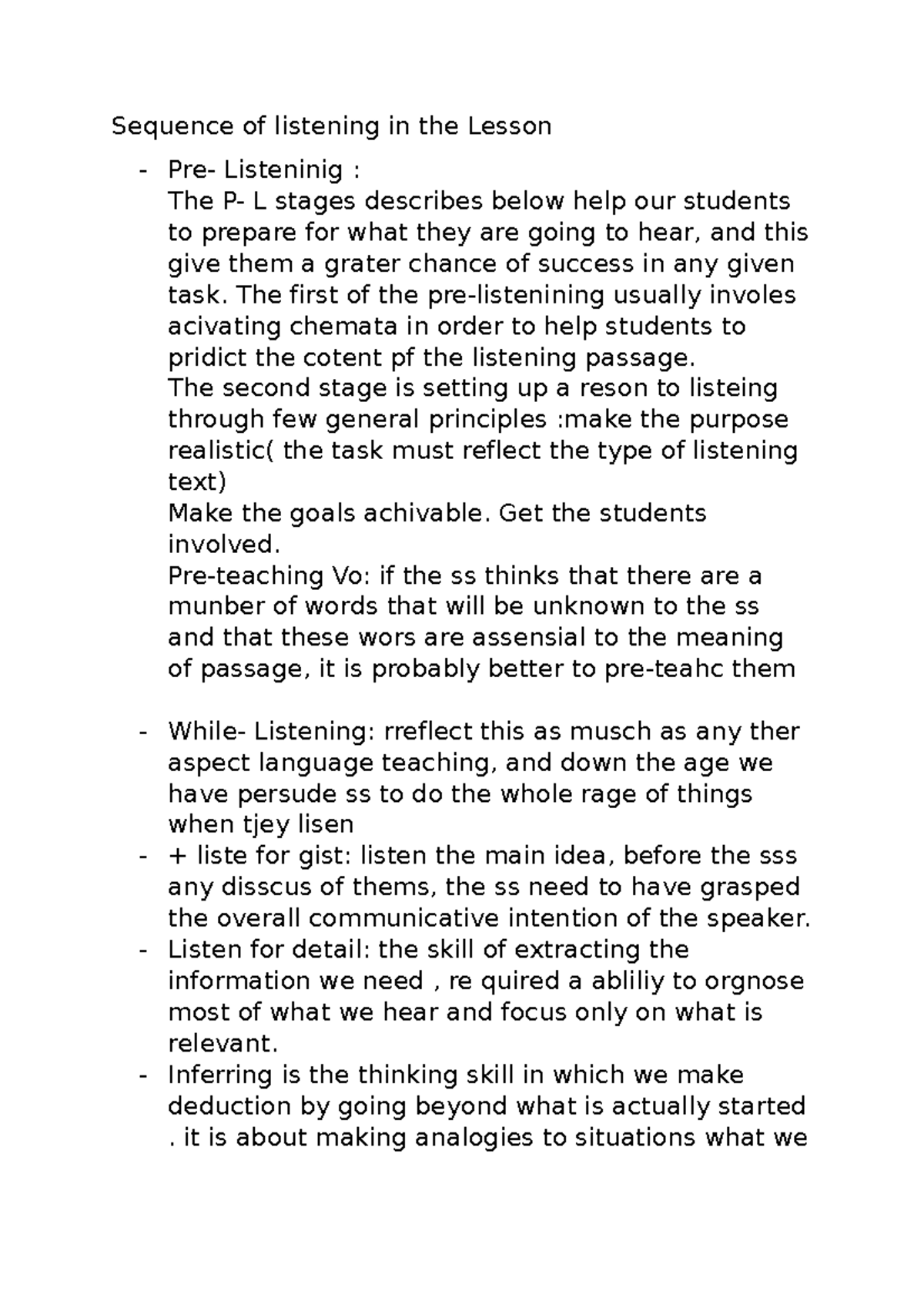 Teaching listening - the lecture lesson plan - Sequence of listening in ...