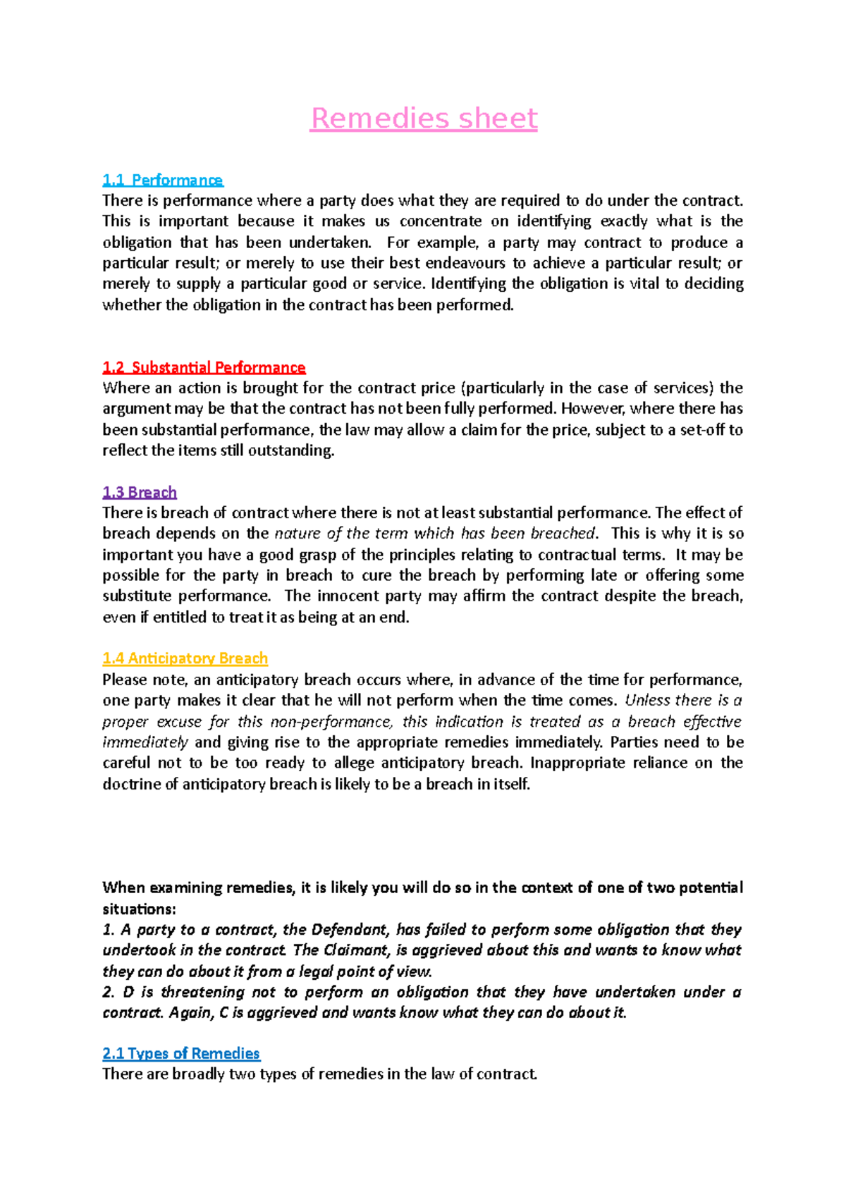Remedies sheet - This is important because it makes us concentrate on ...