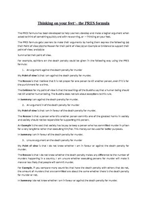 PRES Formula Notes - PRES FORMULA When producing language, whether it ...