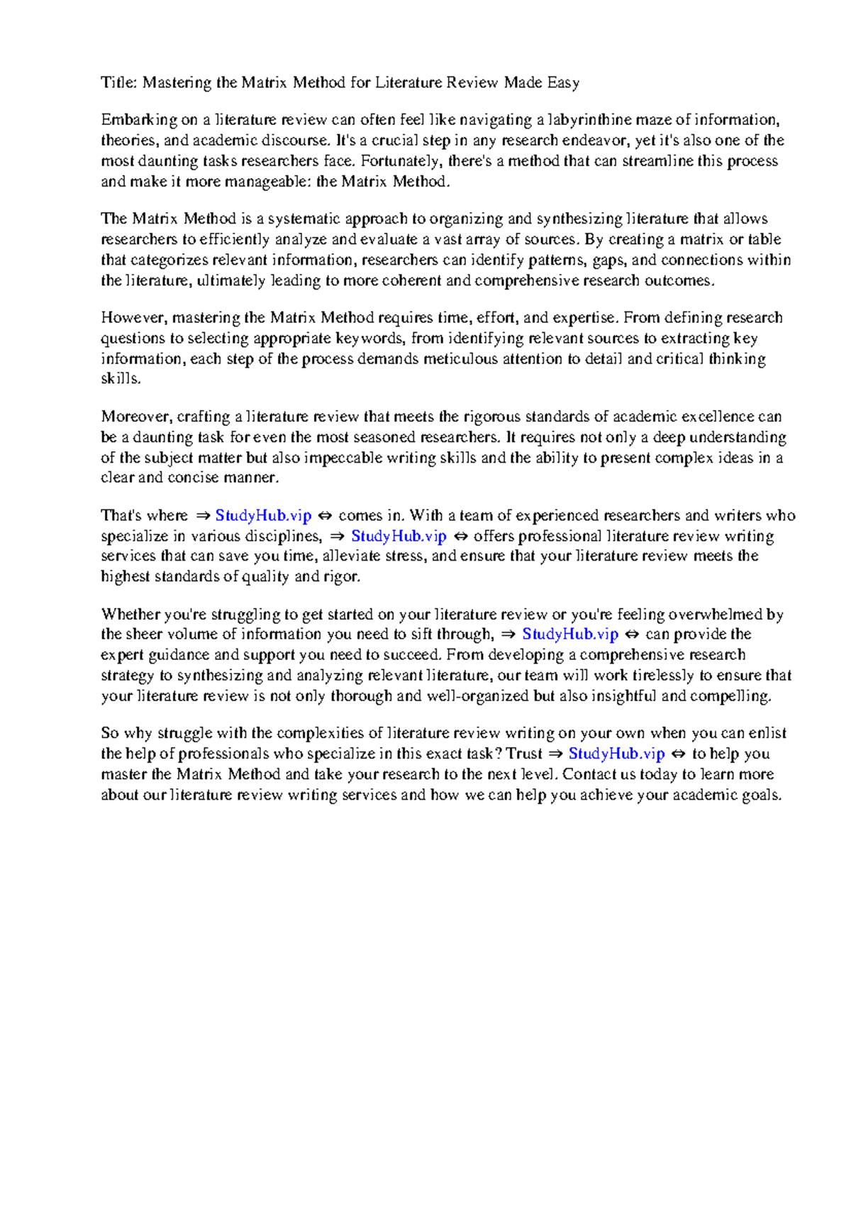 Matrix Method For Literature Review - It's a crucial step in any ...