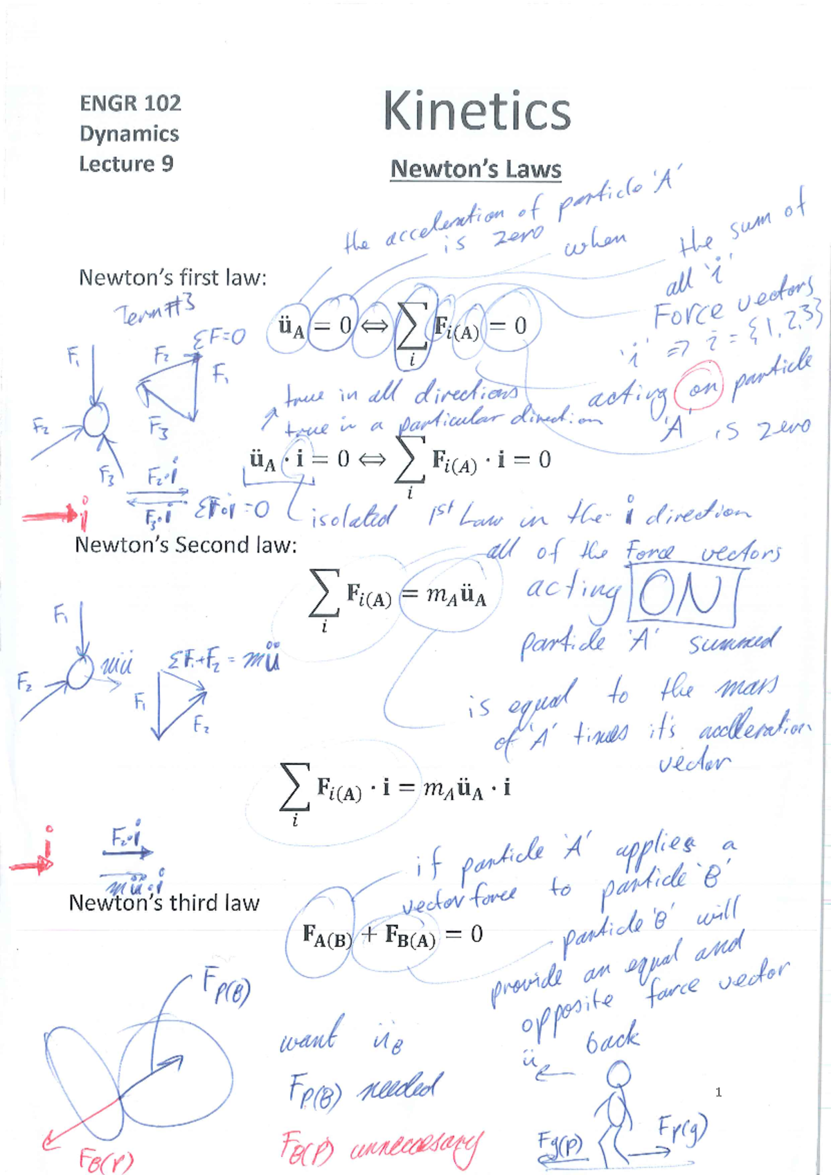 2024Week#3 - lecture notes - ENGR 102 Kinetics Dynamics Lecture 9 Laws ...