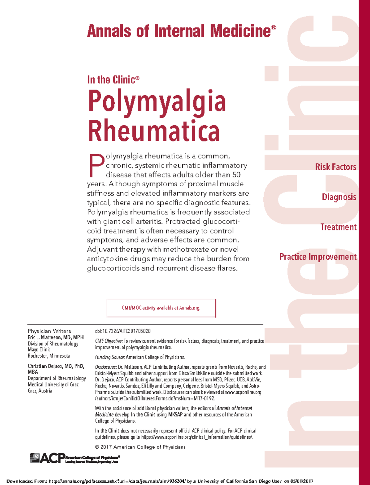 Polymyalgia rheumatica - In the Clinic ® Polymyalgia Rheumatica Risk ...