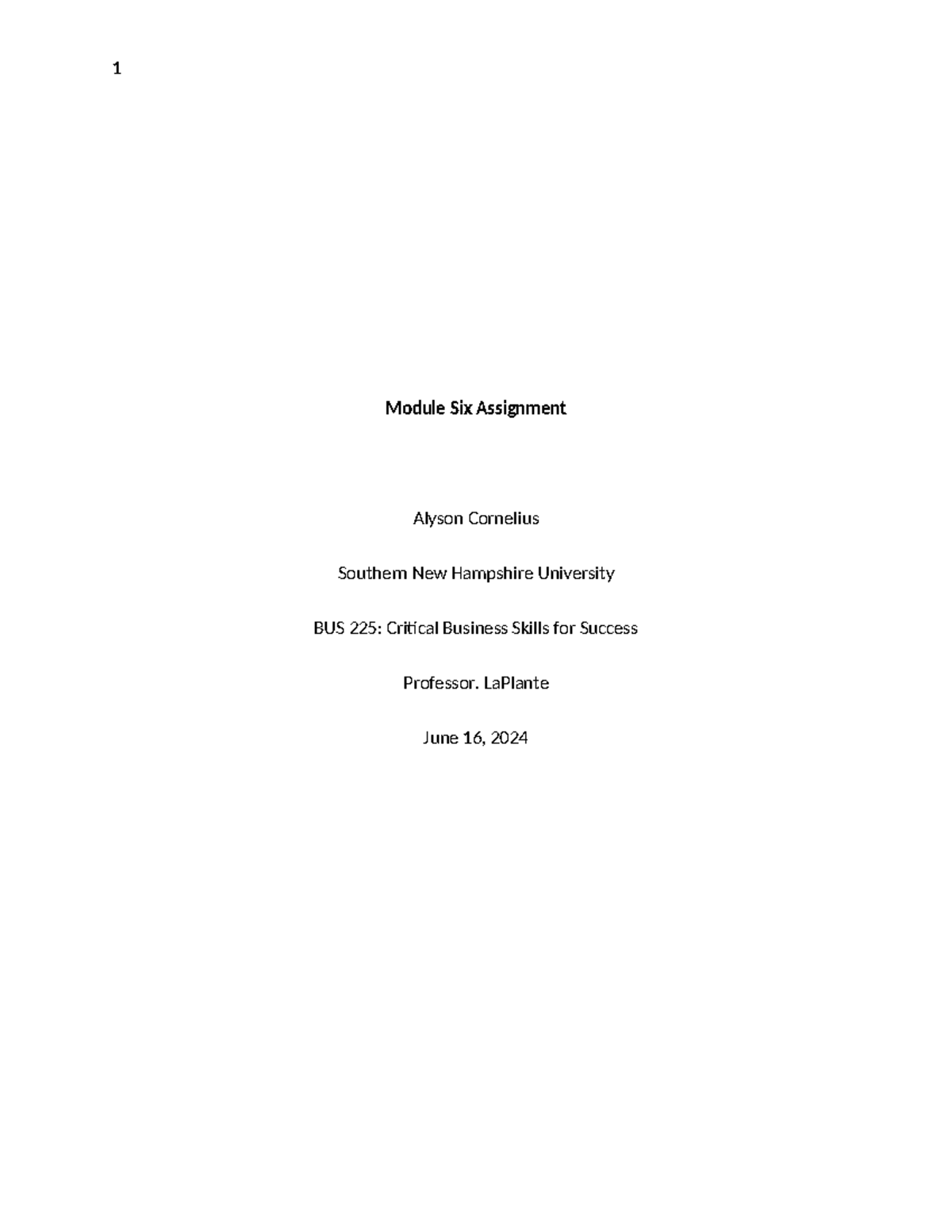 Module 6 Assignment BUS225 :) this title too long - 1 Module Six ...