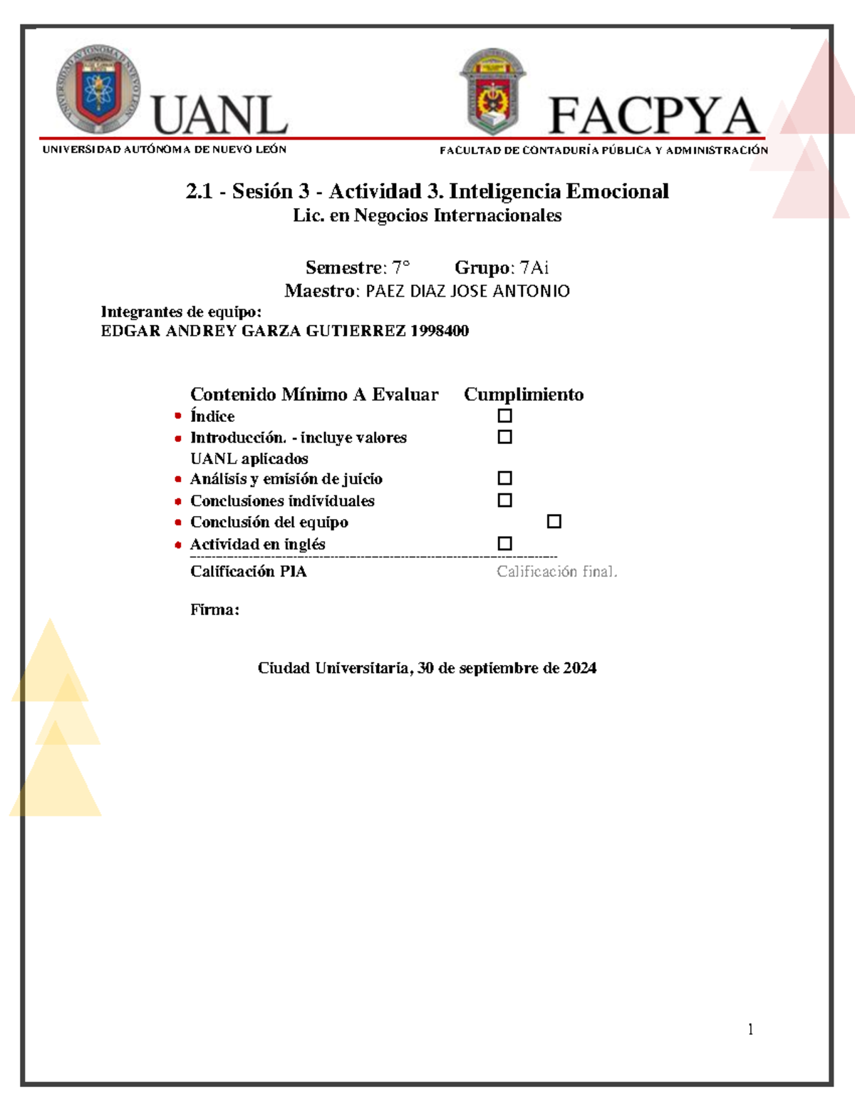 EAGG Spedp EV2 - sie2fjb2oeufb2e - 2 - Sesión 3 - Actividad 3. Inteligencia Emocional Lic. en ...