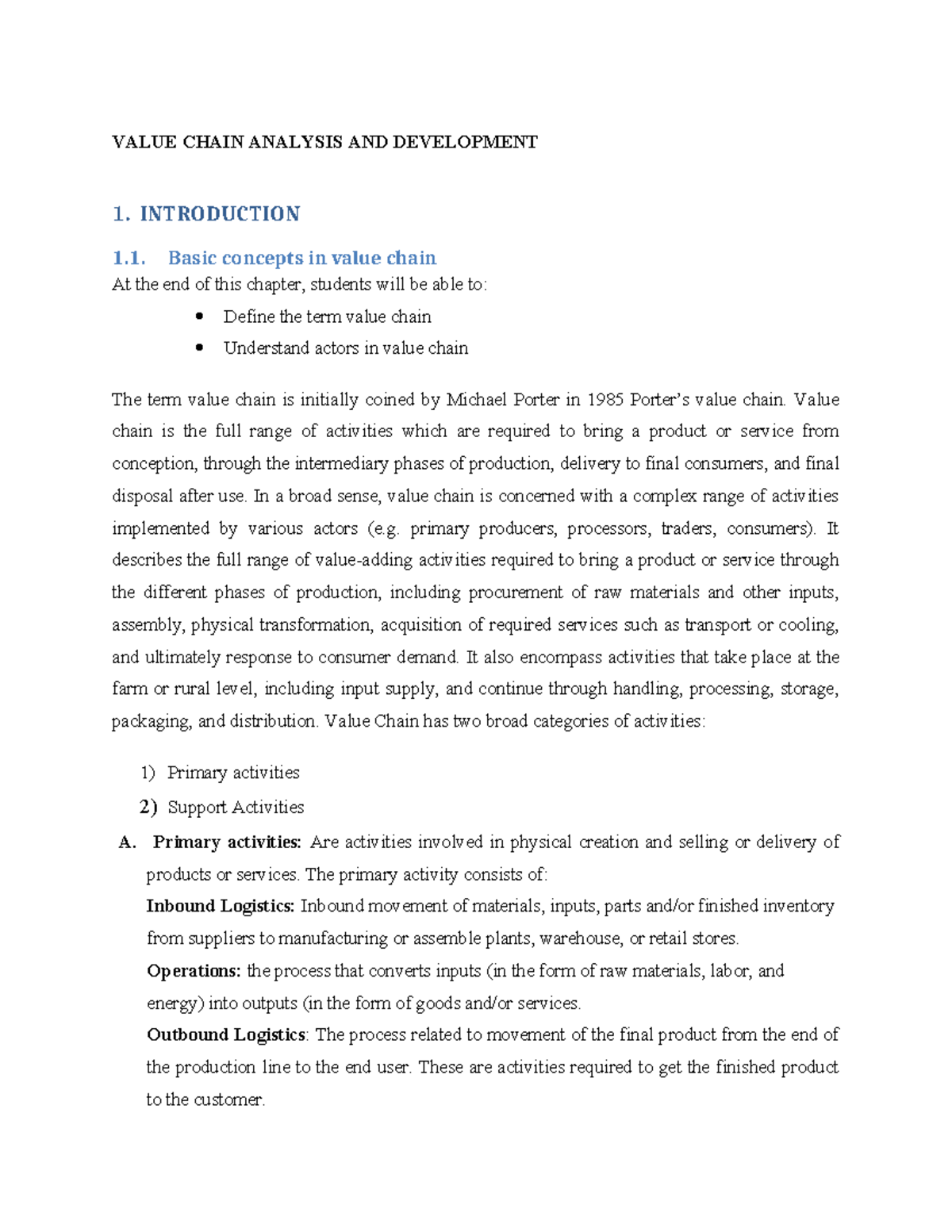 VCA- Module Final-AGEC - VALUE CHAIN ANALYSIS AND DEVELOPMENT 1 ...