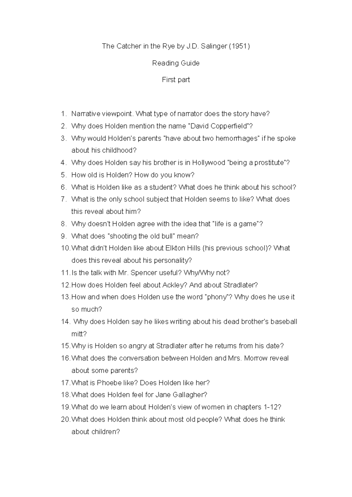The Catcher in the Rye-Reading-Guide-2022 - The Catcher in the Rye by J ...