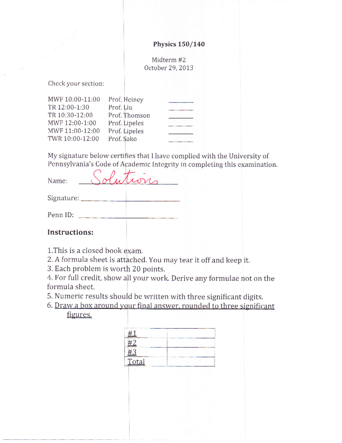 Midterm 2s - Practice Questions for Exam - Physics LsO/t4O Midterm ...
