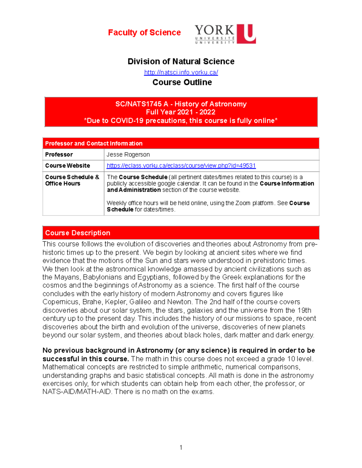 Syllabus for astronomy - Division of Natural Science natsci.info.yorku ...