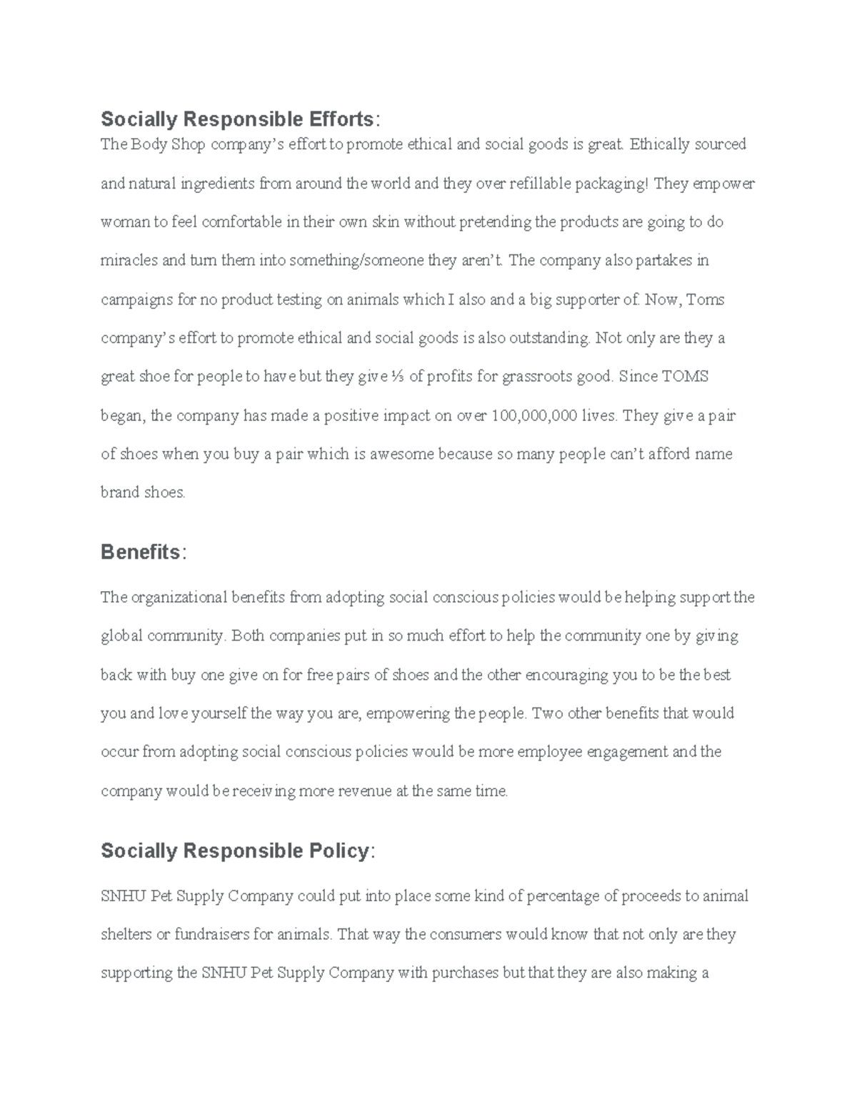 5-3 Assignment- Socially Responsible Practice Recommendations ...