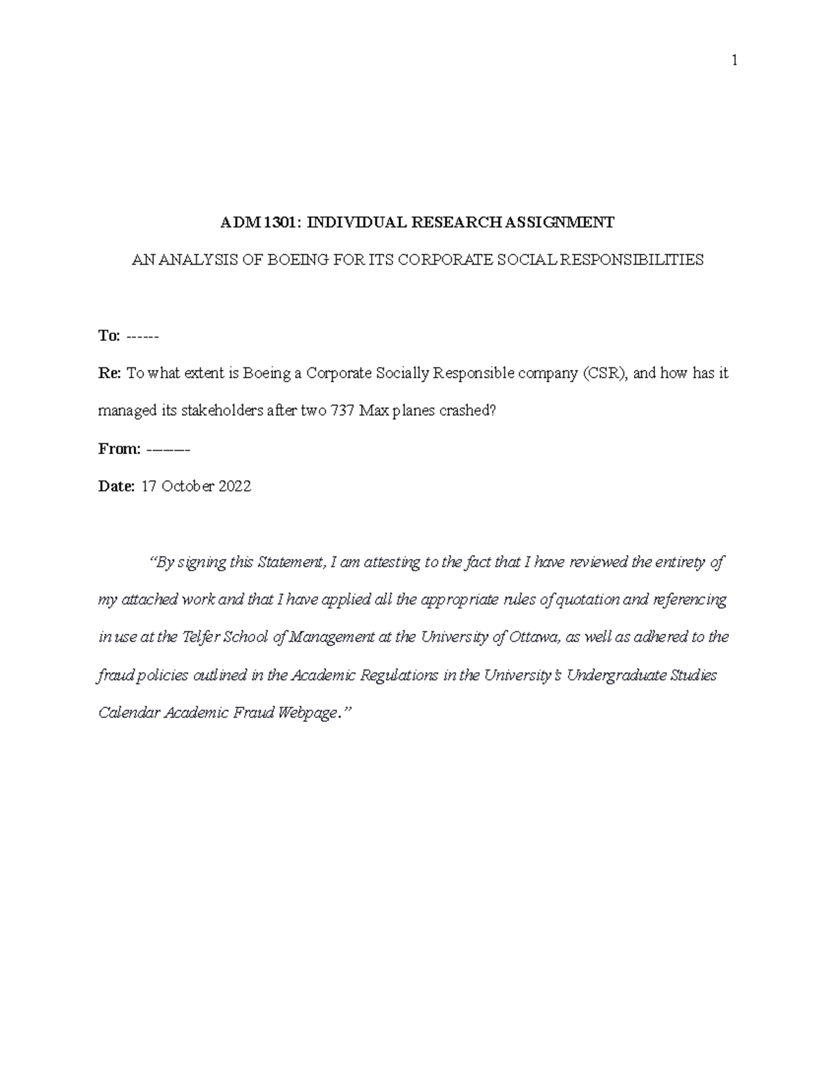 ADM 1301 - Project for ADM1301 - ADM 1301: INDIVIDUAL RESEARCH ...