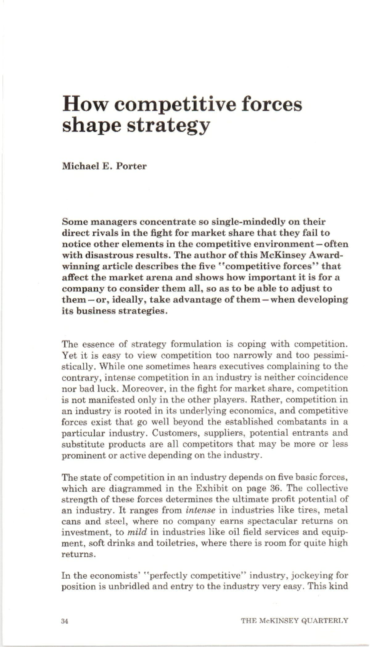 1 - Porter, M. - How competitive forces shape strategy - How ...