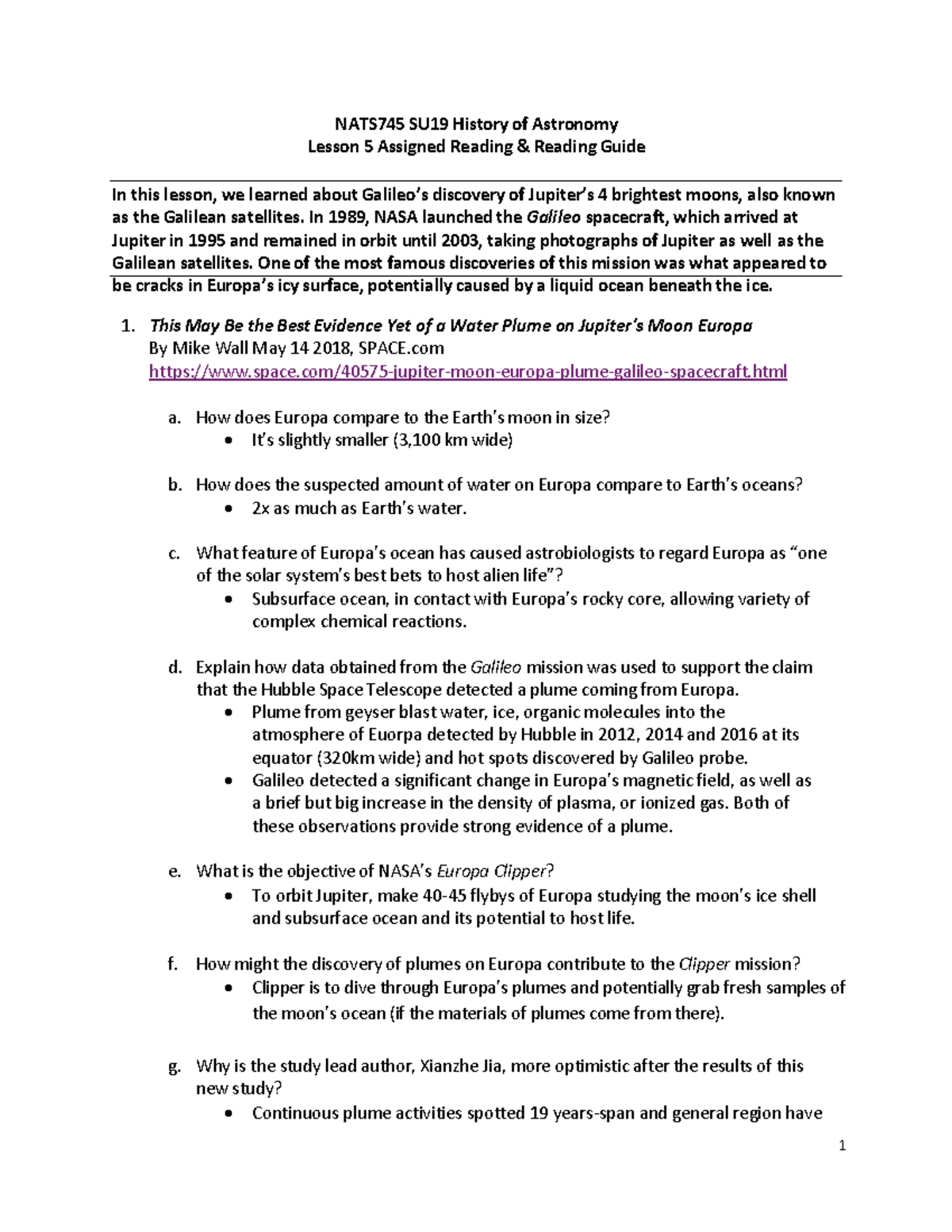 Lesson 5 - Study guide w answers - NATS745 SU19 History of Astronomy ...