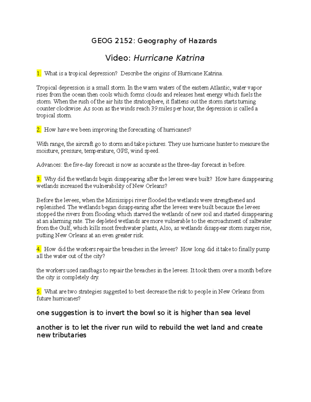 Hurricane Katrina - What is a tropical depression? Describe the origins ...