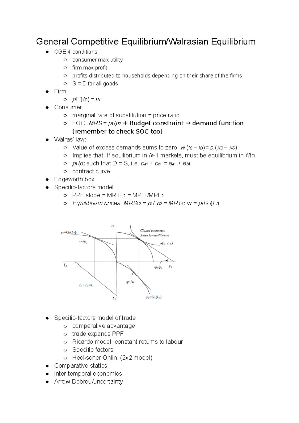 Microeconomics key concepts - General Competitive Equilibrium/Walrasian Equilibrium CGE 4 - Studocu