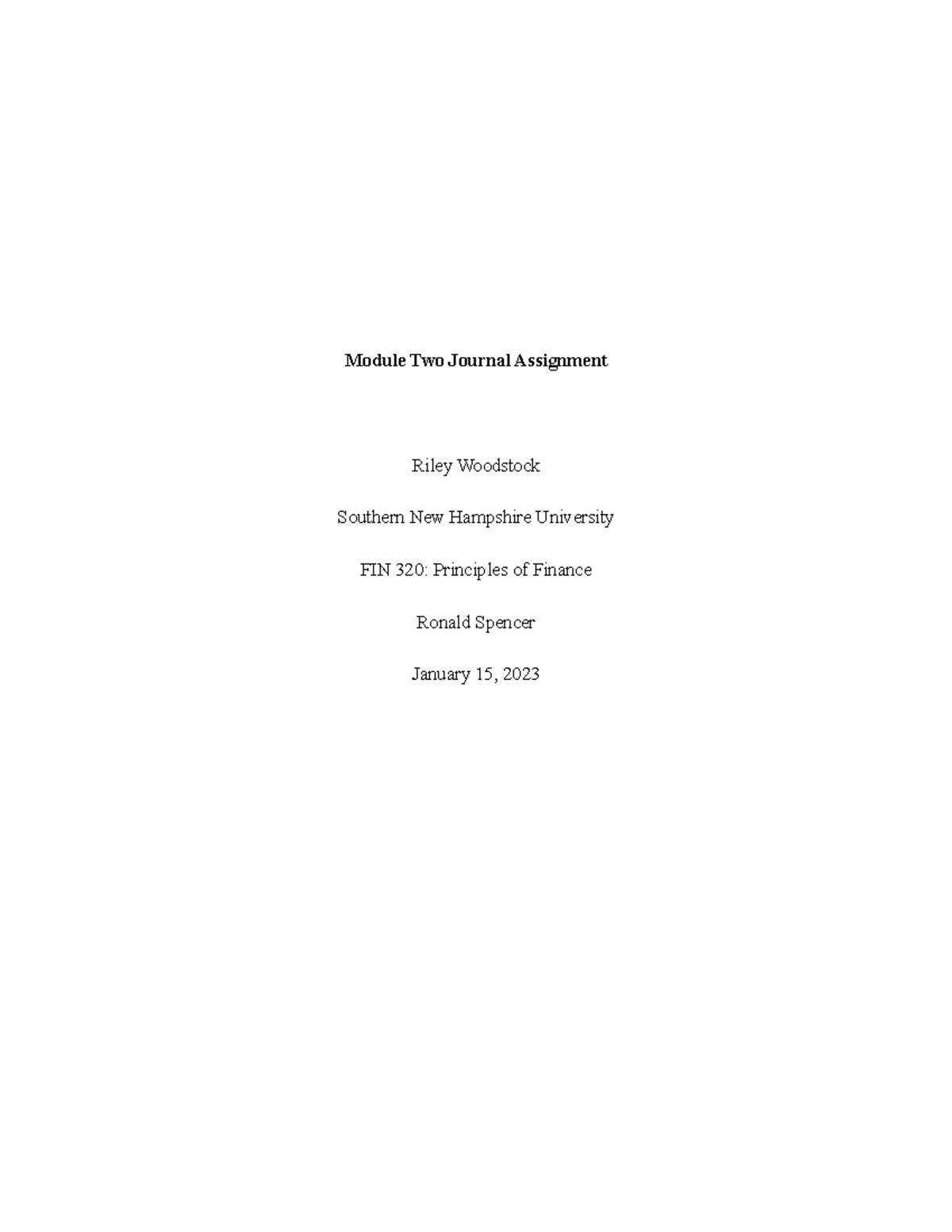Journal 2 Personal Finance - Module Two Journal Assignment Riley ...