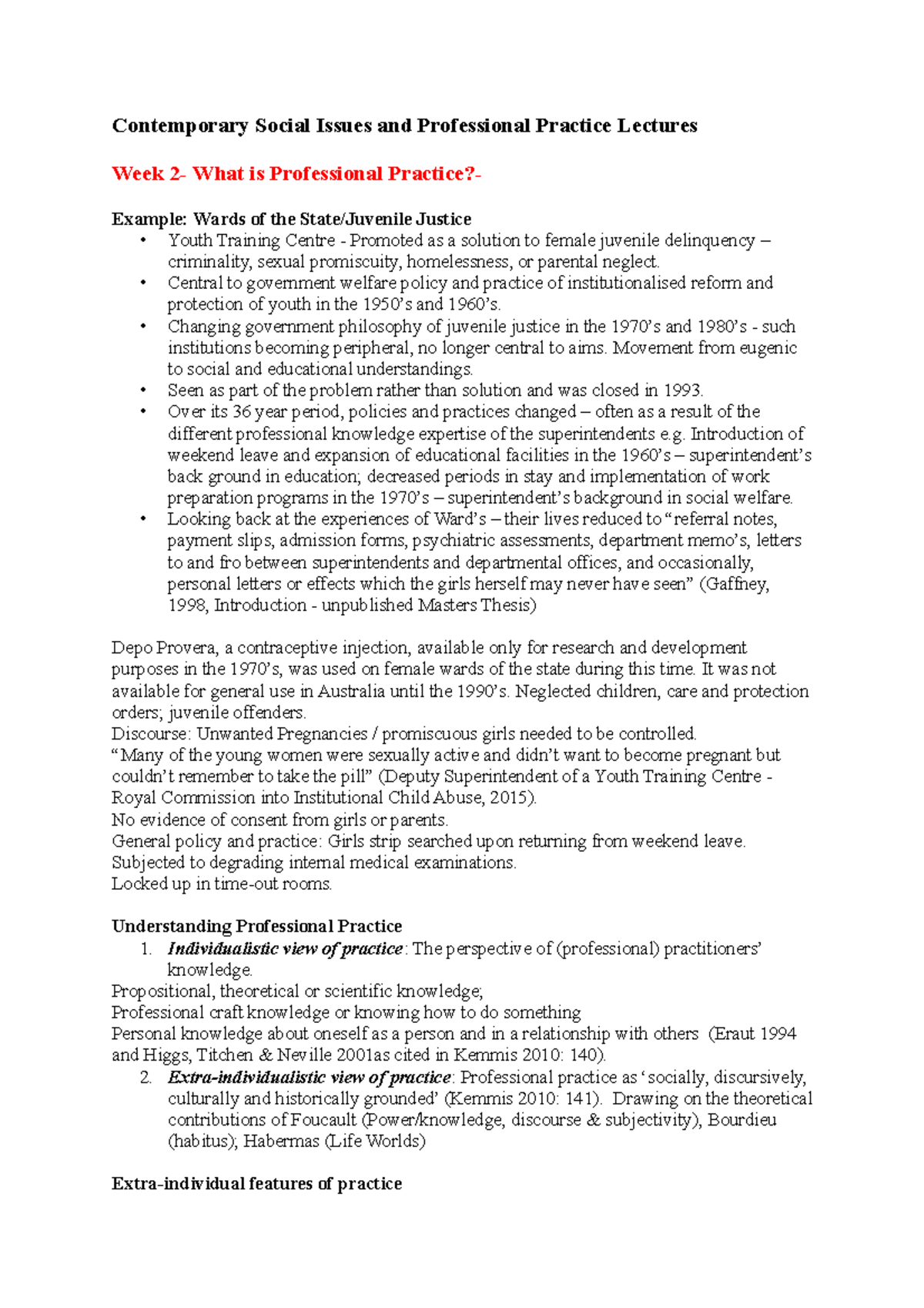 Contemporary Social Issues and Professional Practice Lectures - Central ...