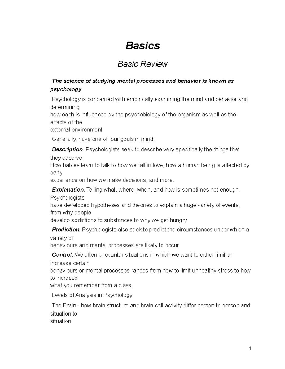 Basics - Basic review - Basics Basic Review The science of studying ...