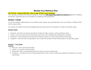 Module two wellness plan - Module Two Wellness Plan GO TO FILE – Choose ...