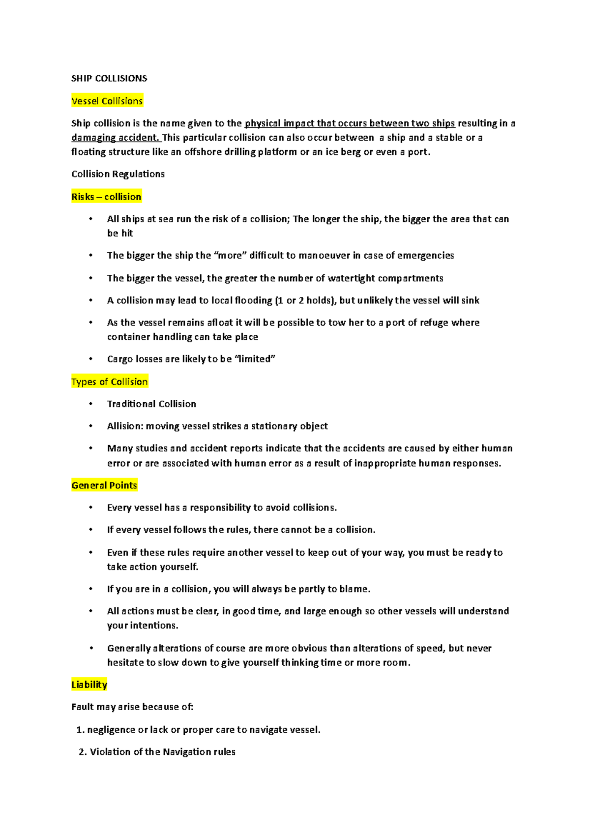 Collision at Sea 7 - hi this is the document please make use ot it ...