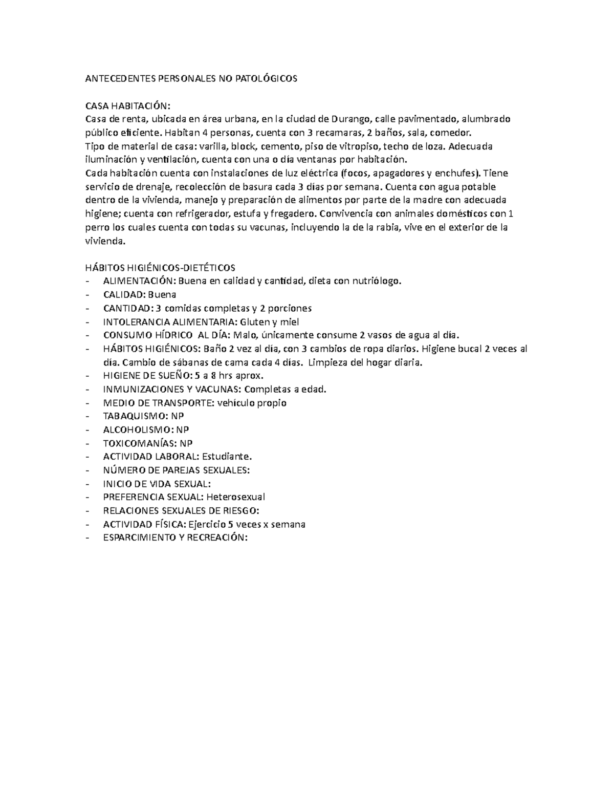 APNP - Ejemplo de casa habitación de una historia clinica ...