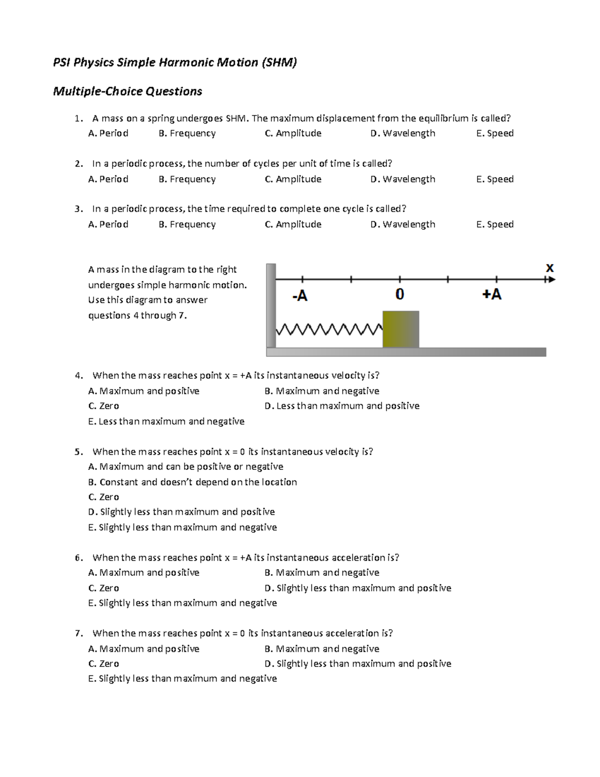 Simple harmonic motion (3) (1) (2) - PSI Physics Simple Harmonic Motion ...